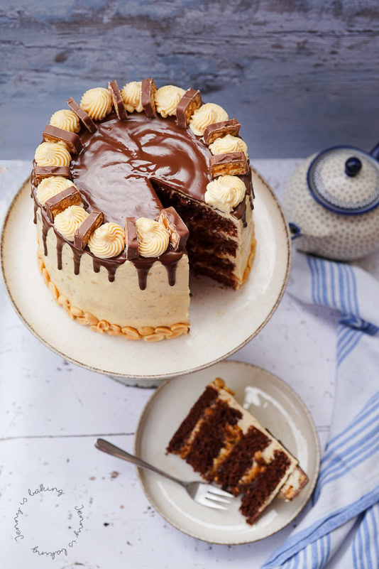 Decadent Snickers Cake - Jenny is baking